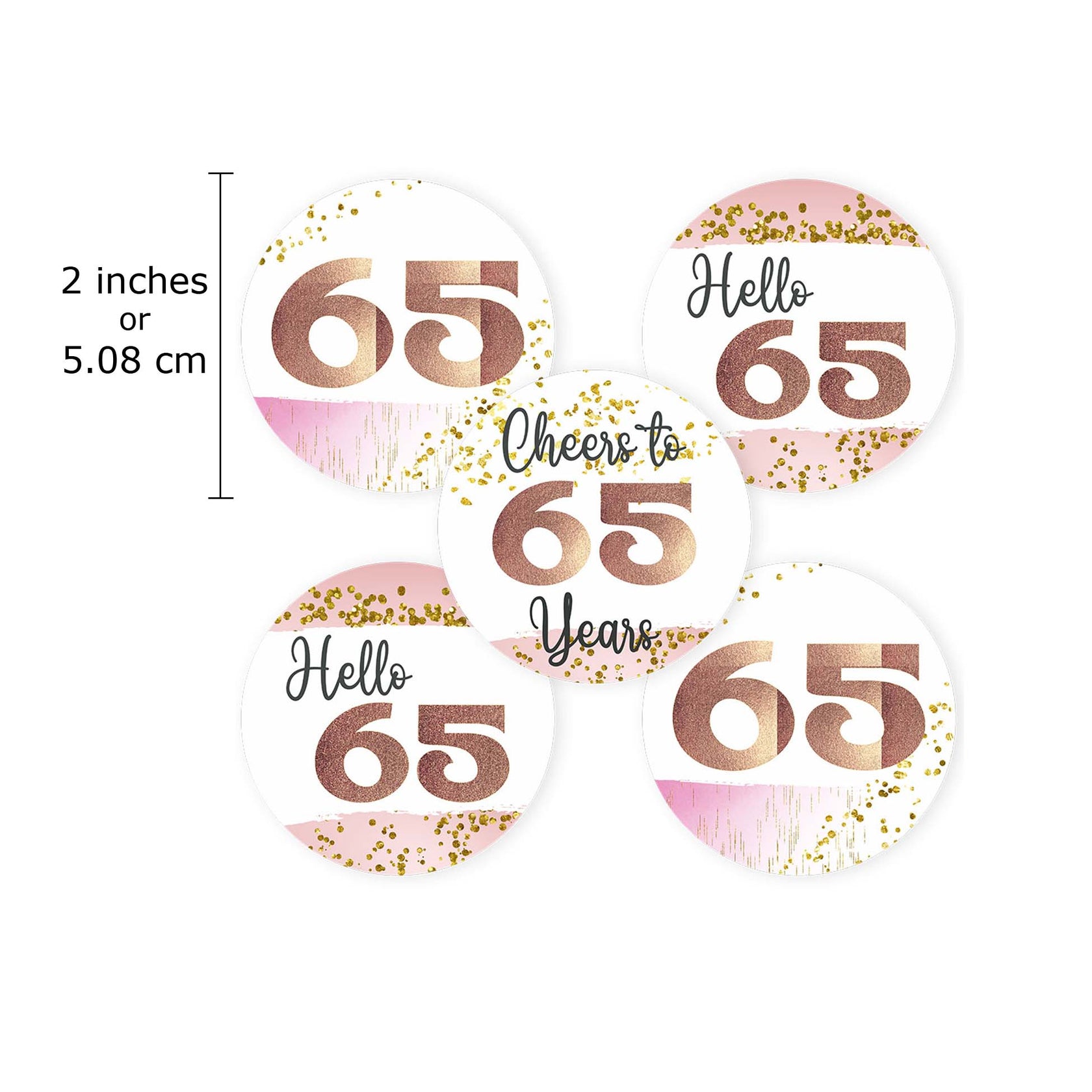 65th Birthday Stickers - Rose Gold & Pink Celebration Labels – Adore By ...