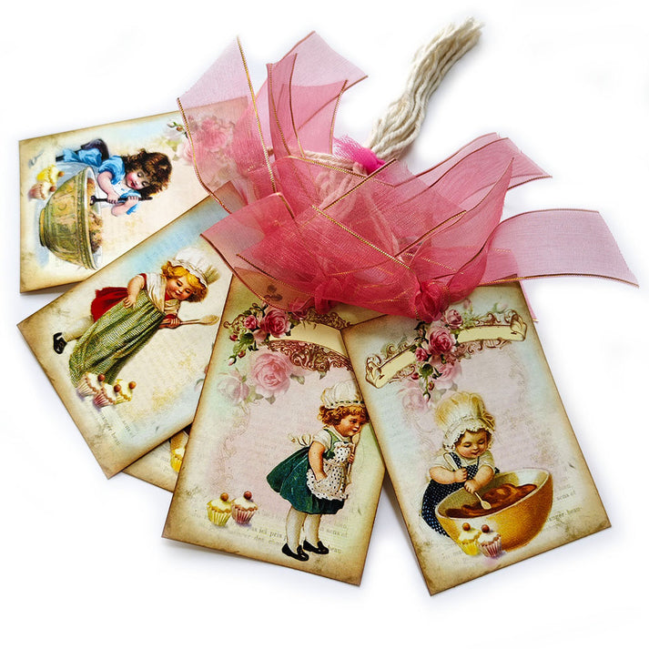Vintage Style Girl Pastry Baker Chef Gift Tags – Adore By Nat Party ...