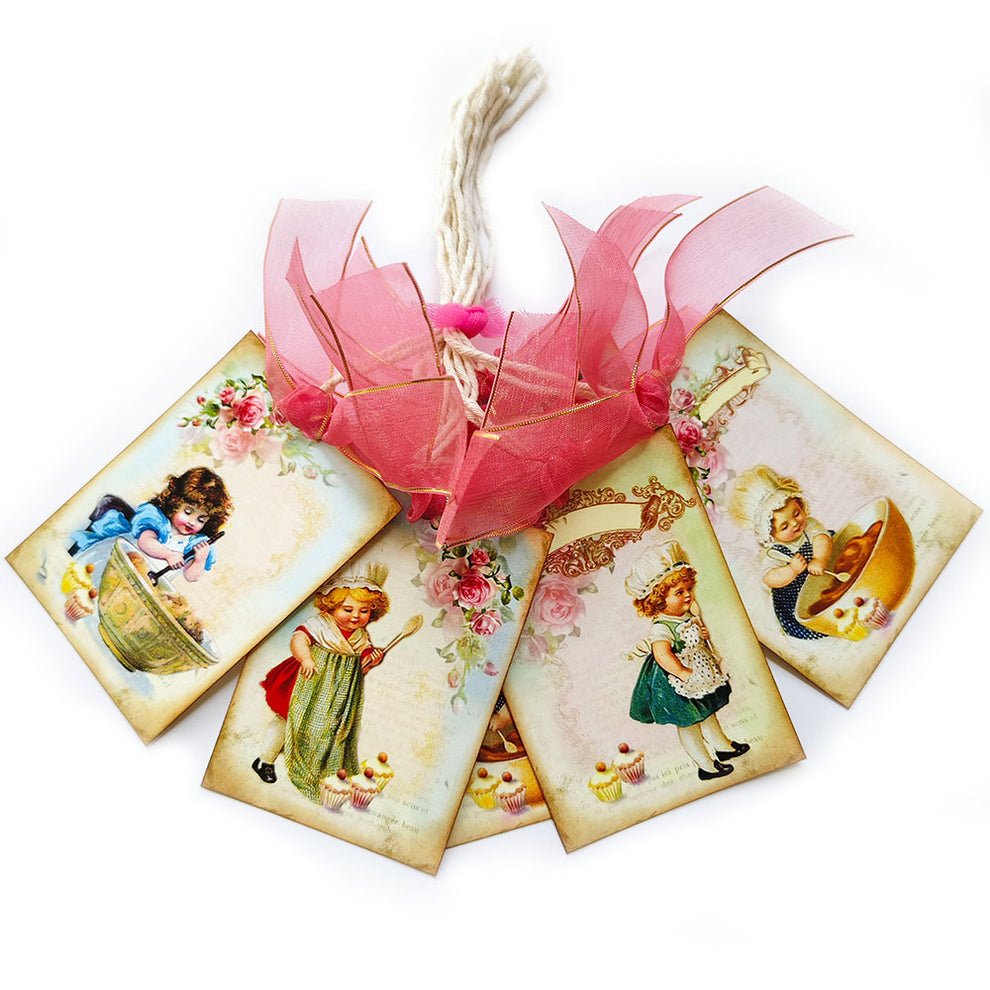 Vintage Style Girl Pastry Baker Chef Gift Tags – Adore By Nat Party ...