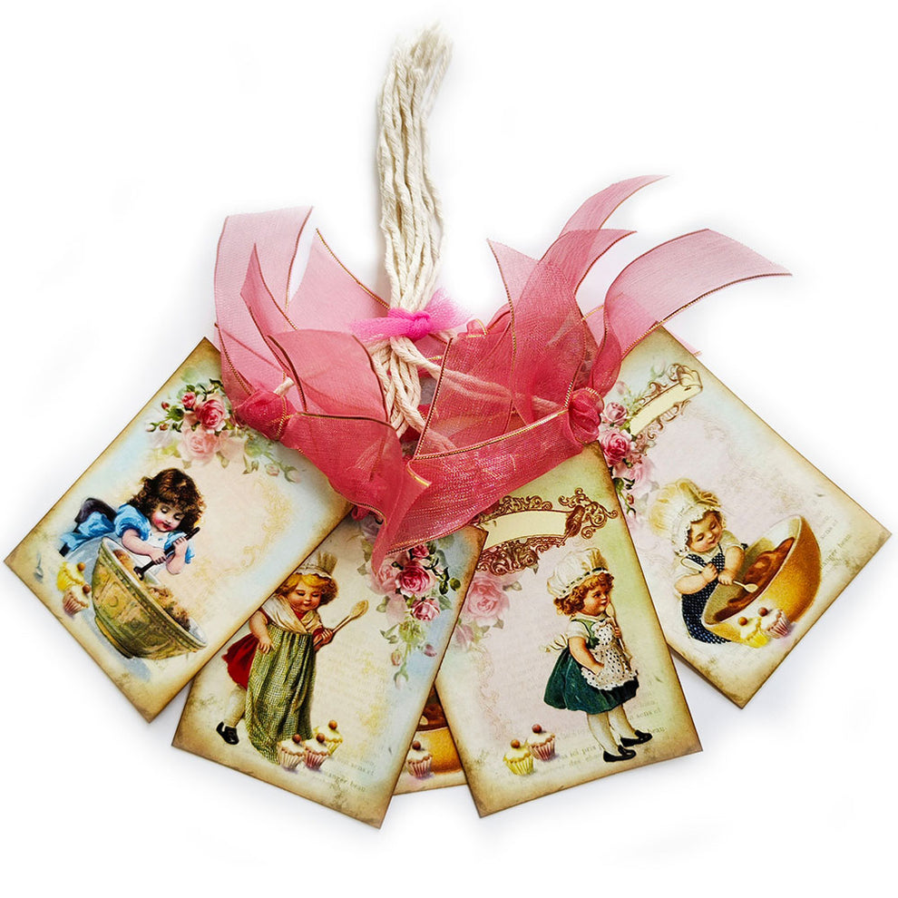 Vintage Style Girl Pastry Baker Chef Gift Tags – Adore By Nat Party ...