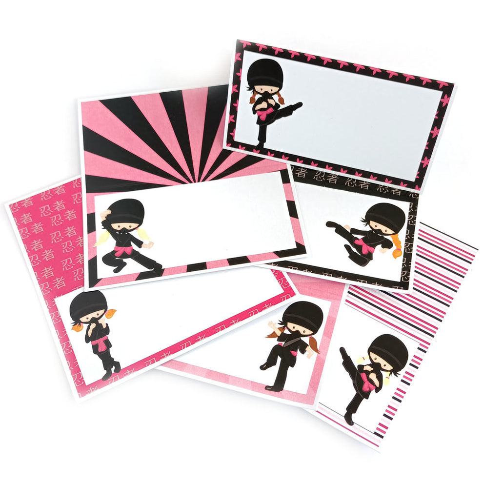 Ninja Girl Place Tent Cards – Adore By Nat Party Decorations