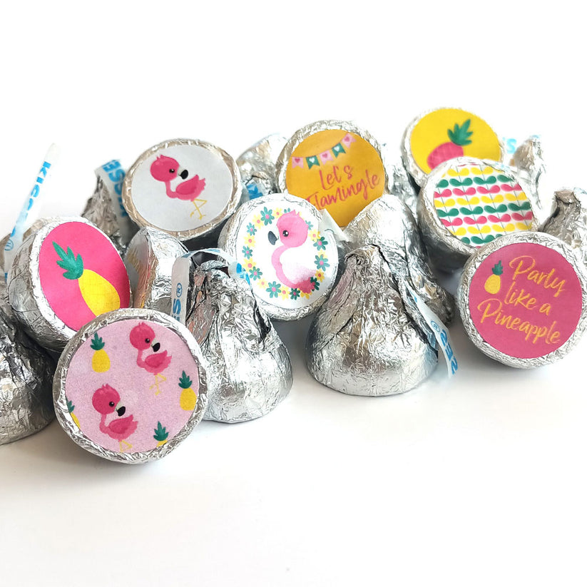 Pineapple and Flamingo Sticker Labels for Hershey's Kisses Chocolates ...