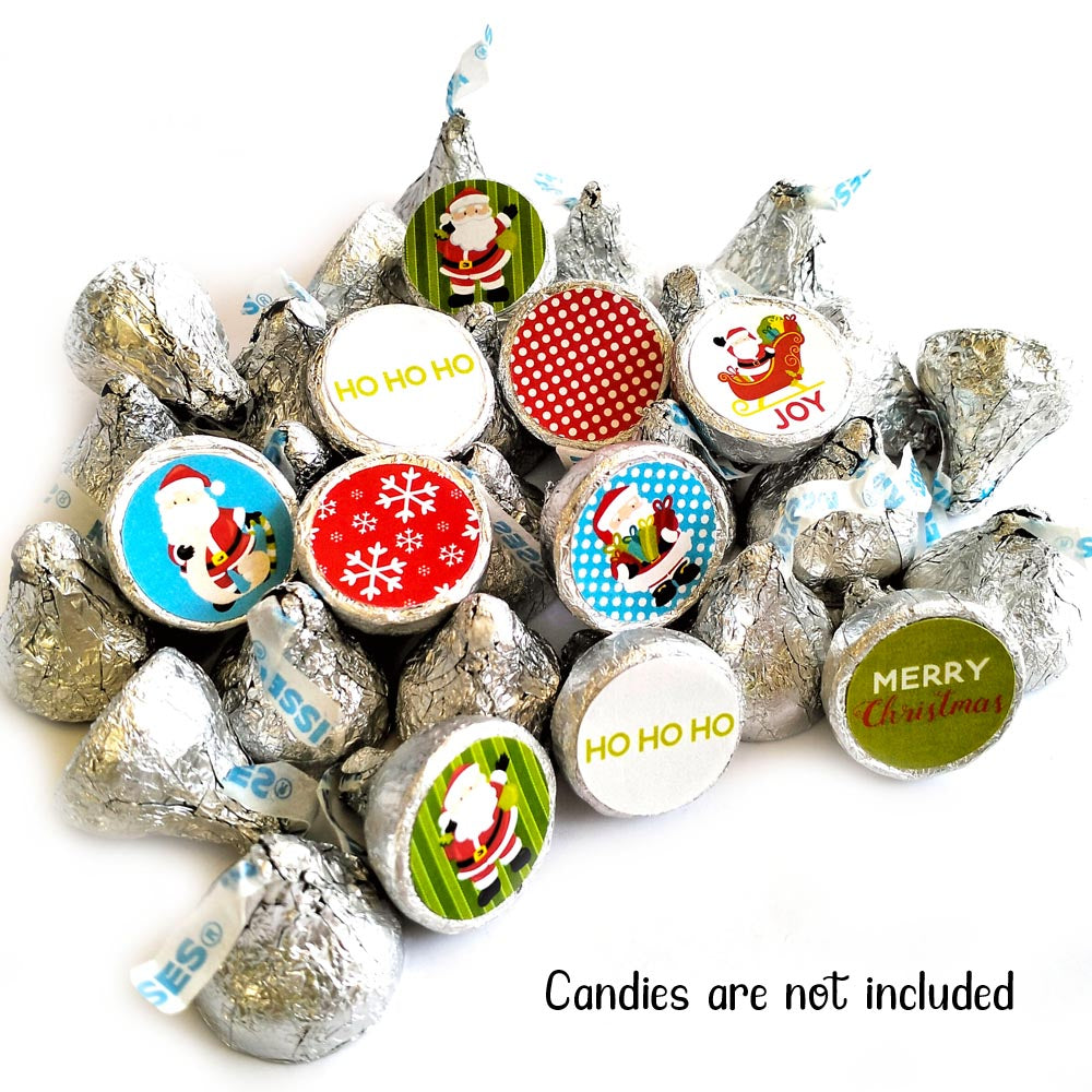 Santa Claus Christmas Sticker Labels for Hershey's Kisses Chocolates ...