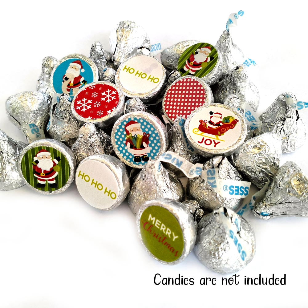Santa Claus Christmas Sticker Labels for Hershey's Kisses Chocolates ...