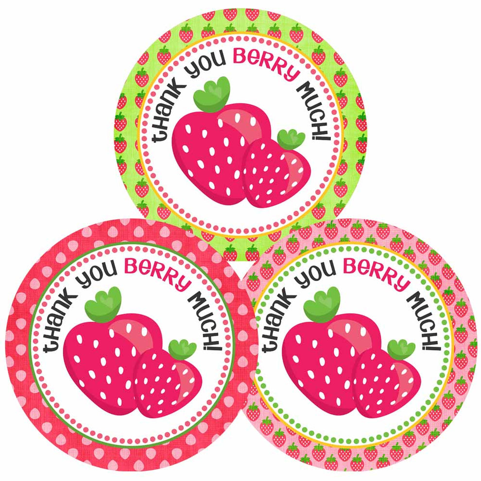 Strawberry Thank You Sticker Labels – Adore By Nat Party Decorations