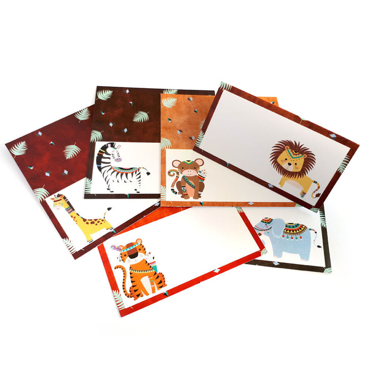 Tribal Boho Jungle Safari Animals Place Tent Cards – Adore By Nat Party ...